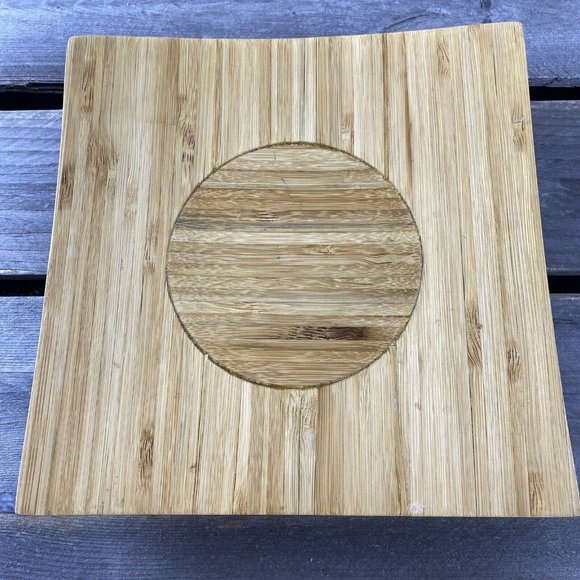 Dining | Japanese Style Bamboo Square Plate Natural Solid Wood 8x8 In ...